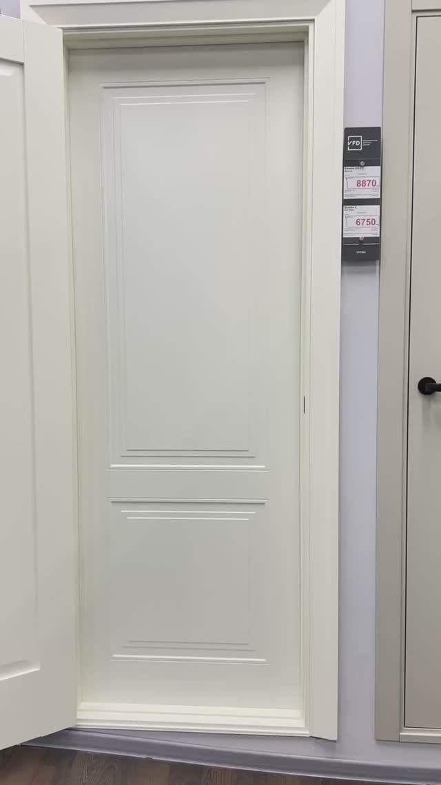 Межкомнатная дверь ВФД Qudro 2 Satin Blank. ВЛАДИМИРСКАЯ ФАБРИКА ДВЕРЕЙ.