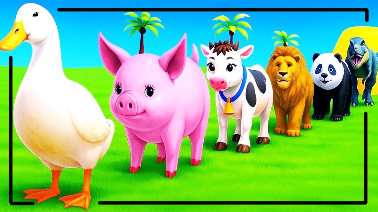 Мультики для детей. Яркие Животные: утка, лев, корова и тигр. Смотреть онлайн Мультики про животных.