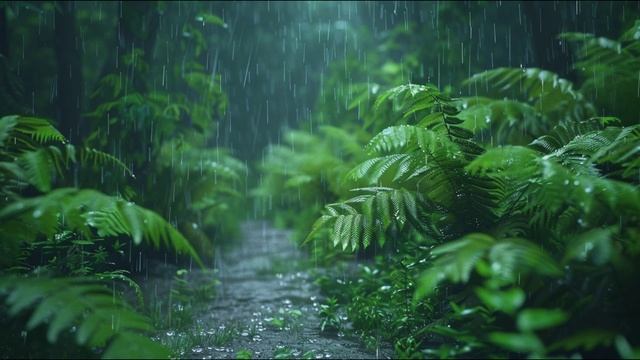 Лёгкий дождь в густом лесу | 1 час