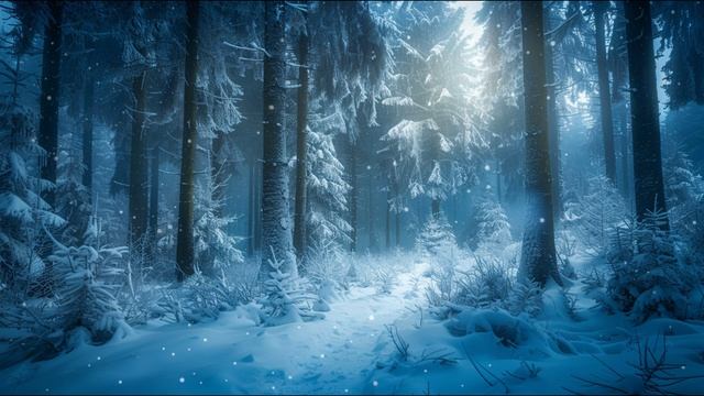Ночной заснеженный лес — Белый шум для сна — 3 часа