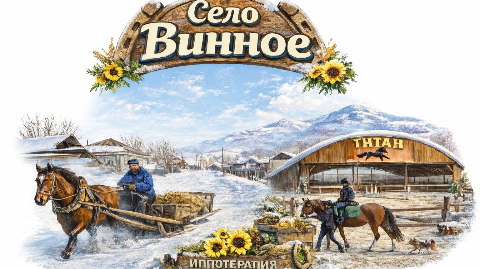 Село Винное: Здесь не делают вино. Или мы этого не знаем... Иппотерапия.