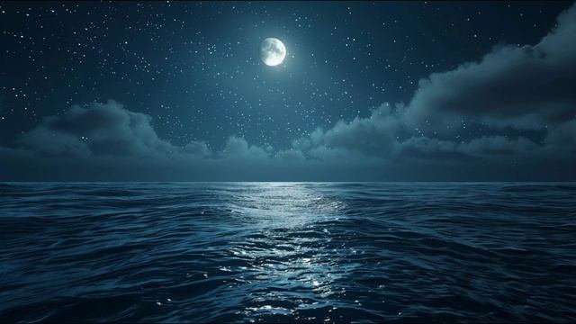 Луна над океаном — Белый шум волн для сна — 3 часа