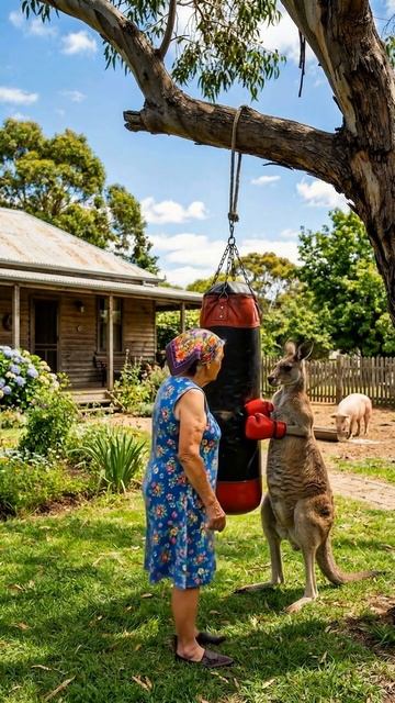 «Кенгуру бил грушу… пока бабуля не показала КАК НАДО 😳»