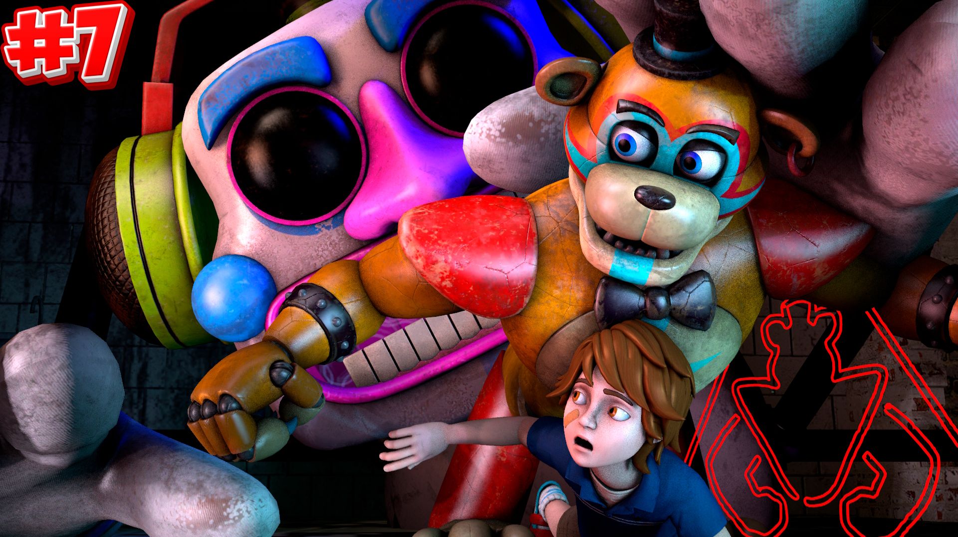 [FNAF SB] DJ Music Man ЧУТЬ не ПРИХЛОПНУЛ Грегори во FNAF Security Breach #7