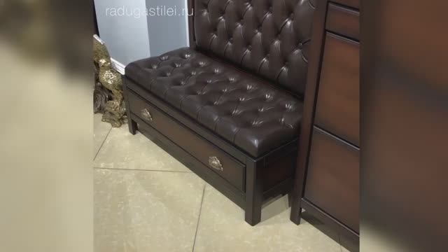 Банкетка в прихожую с ящиком «Честер» большая