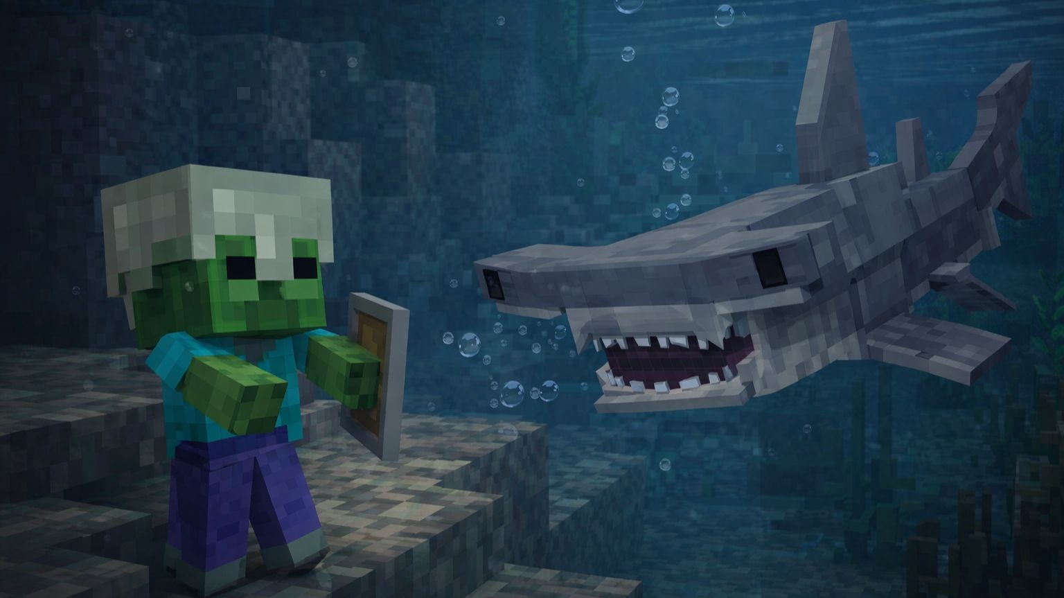 Юра и мама превращаются в мобов, ищут железо и плавают в море.