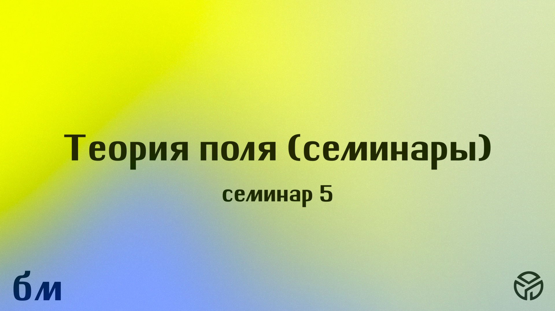 Теория поля Семинар 5 Черноусов Игорь Владимирович 6 марта 2026
