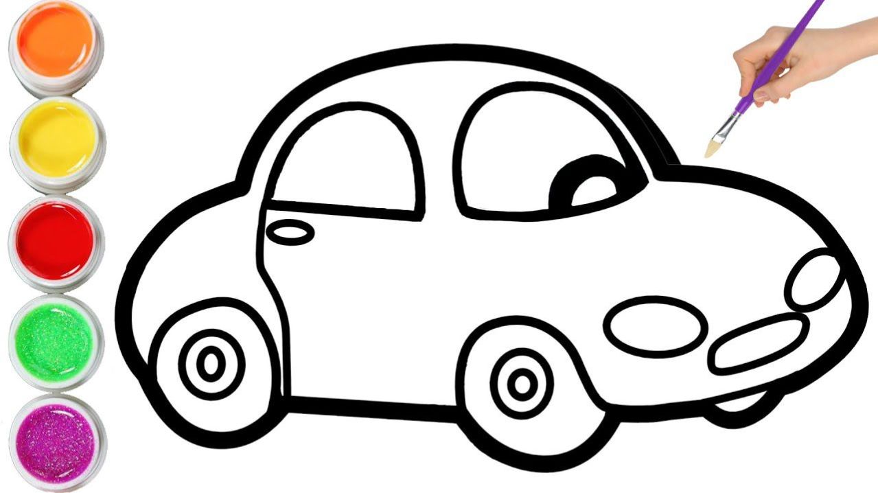 Как нарисовать для детей МАШИНКУ/Простой рисунок и раскраска МАШИНЫ для детей
