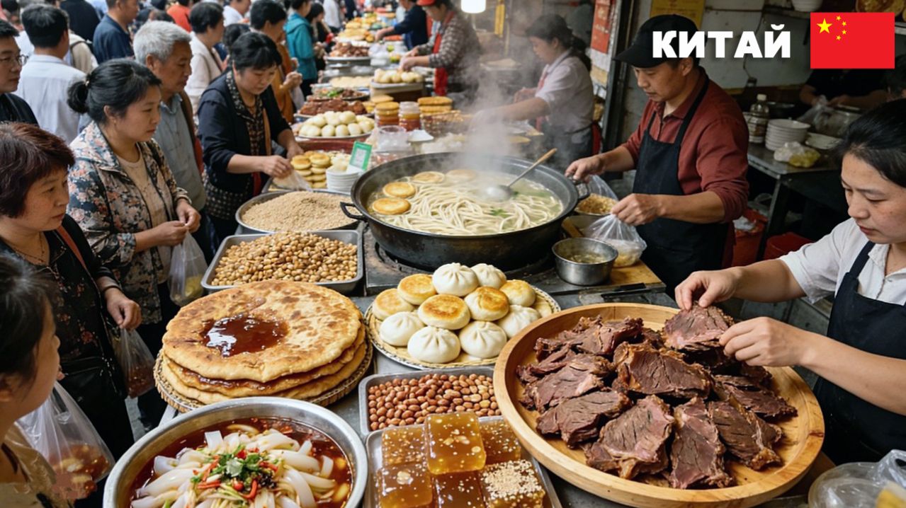 Китай уличная еда | Оживлённый рынок в провинции Хэнань, широкий выбор местных деликатесов