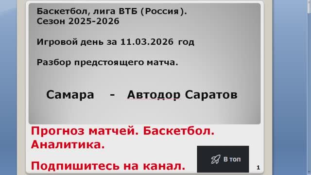 Прогноз матча 11.03.26. Самара  Автодор Саратов. Баскетбол
