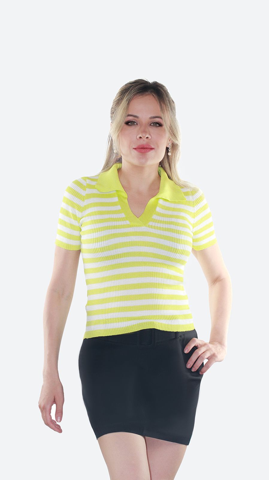 Женское желтое поло в полоску "Лимонный вираж"
