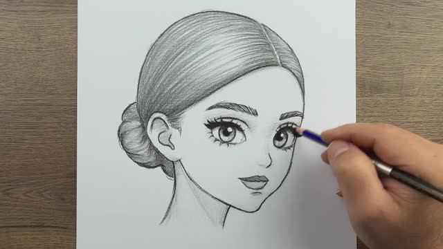 Как нарисовать красивую девушку простыми шагами простым карандашом (1)