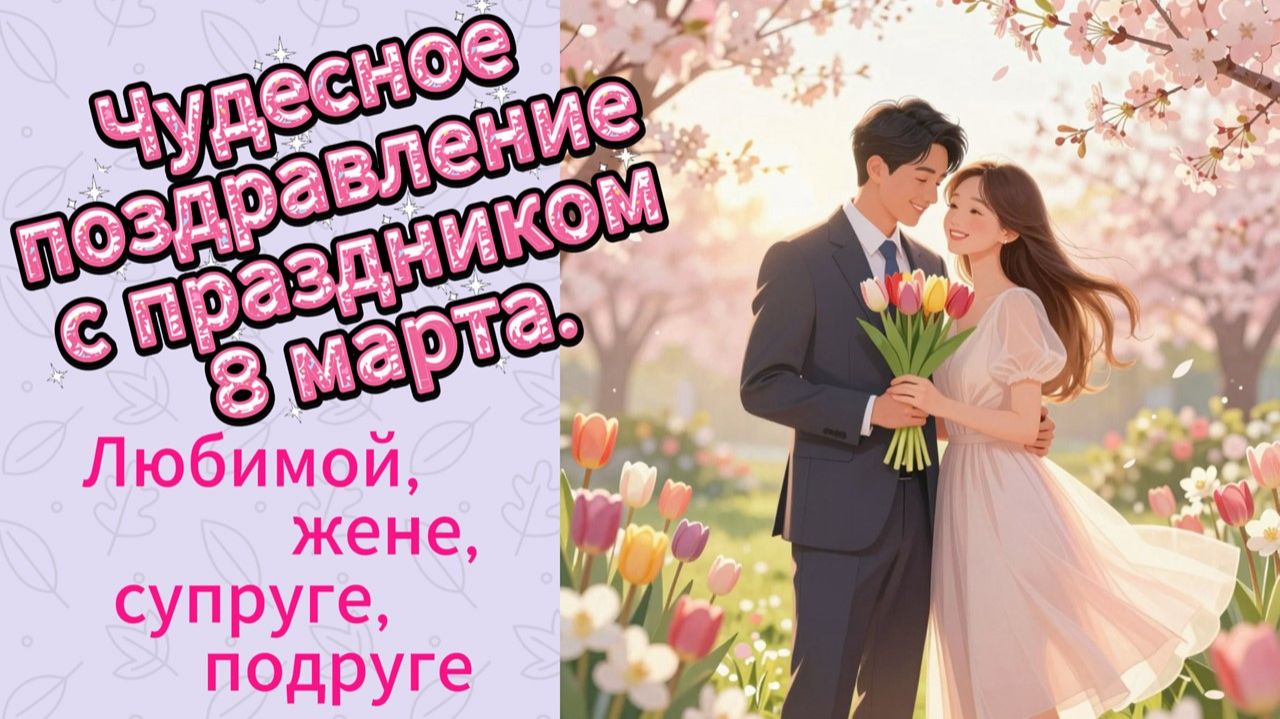 Поздравление с 8 марта. Признание в любви и нежности. Любимой, жене, супруге, подруге. Море чувств.