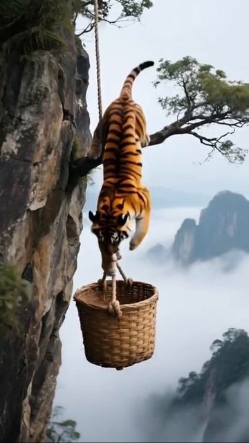 Кот спасает тигренка3