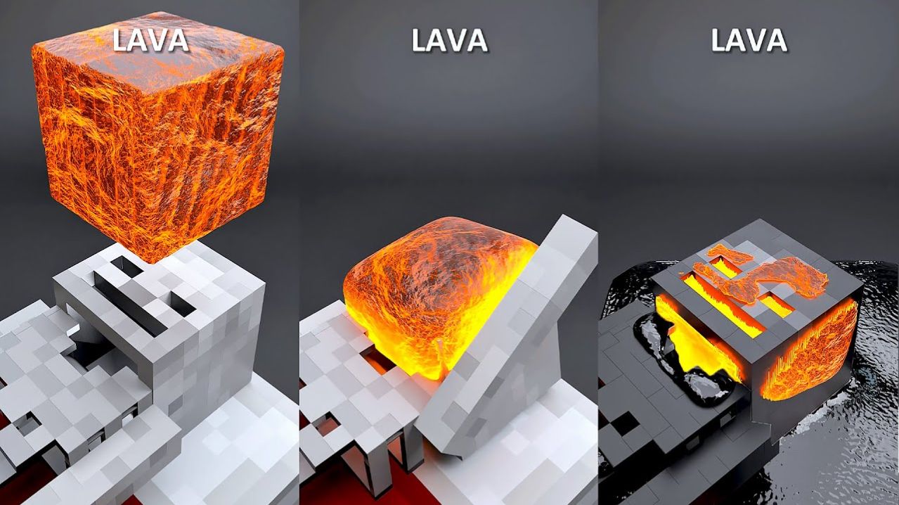 УДИВИТЕЛЬНАЯ ФИЗИКА В ИГРЕ МАЙНКРАФТ! ПОСЛЕДСТВИЯ ПАДЕНИЯ ЛАВЫ НА СКЕЛЕТА! РЕАКЦИЯ! 😼🙀😾