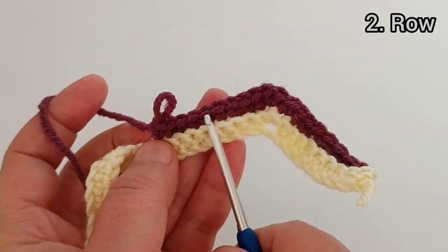 043. Волшебный зигзагообразный узор! Двусторонний! только 1 ряд очень простой узор крючком