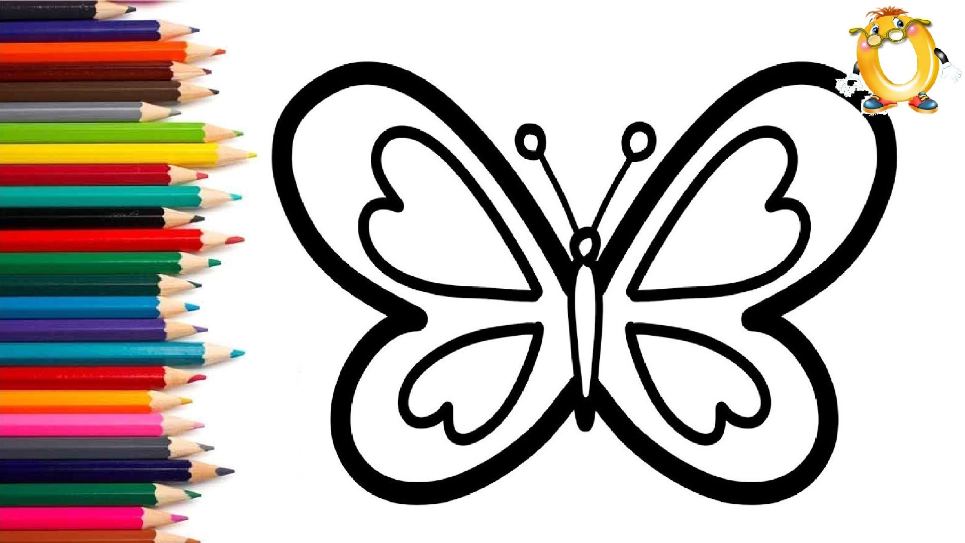 Мультик - раскраска для детей БАБОЧКА. Учимся как рисовать БАБОЧКУ вместе с детьми // ОБУЧАШКА ТВ