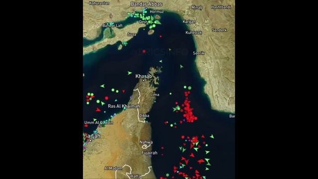 Движение судов в Ормузском проливе за последние 24 часа.