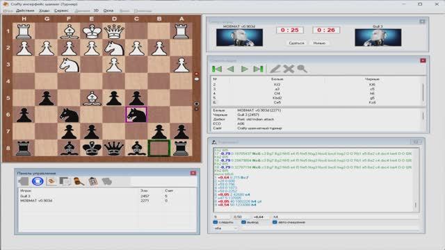 Турнир Движков №02 Gull 3 Vs MOBMAT v0.903d