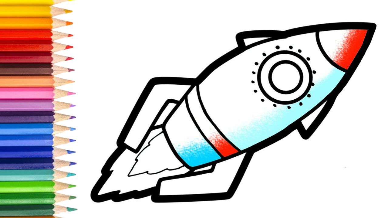 Мультик для детей-Рисование РАКЕТЫ для детей/Как нарисовать РАКЕТУ для детей