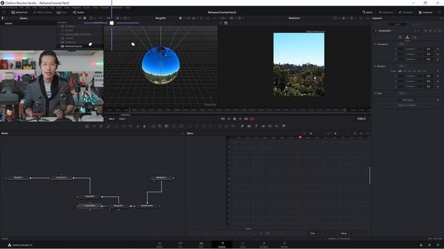 Работа с кадрами 360° в Davinci Resolve (трансформация, эффекты, анимация, разрешение)