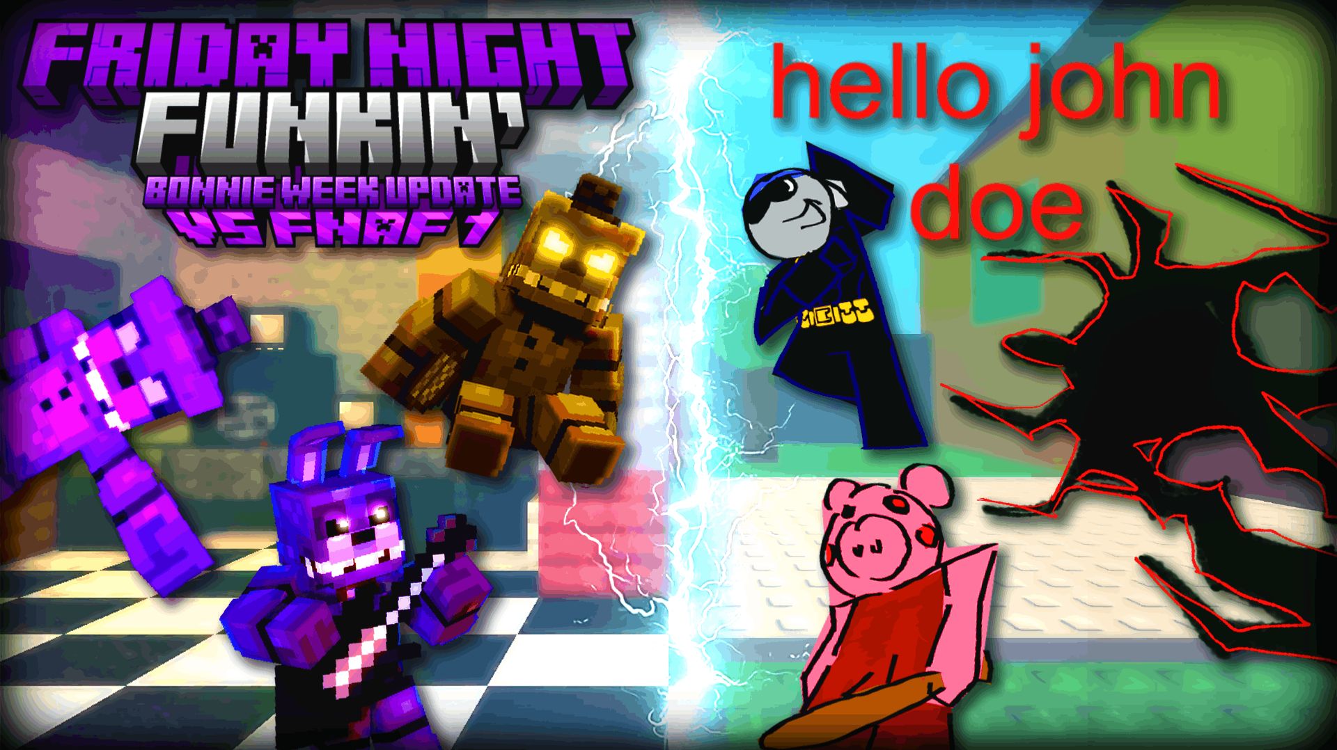 🙂 FNAF 1 Minecraft MIX Week B Update 🐻 hello again john doe (Hello Again + Hallow Again) 🤩