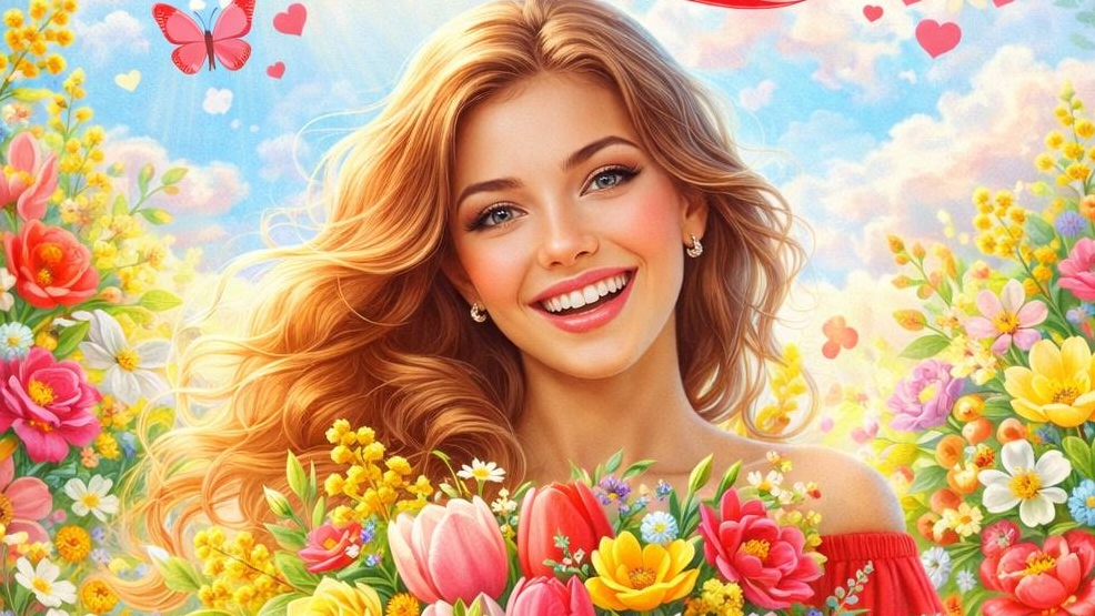 Песнь весны-посвящение женщинам. С 8 марта. Красивая музыкальная открытка.