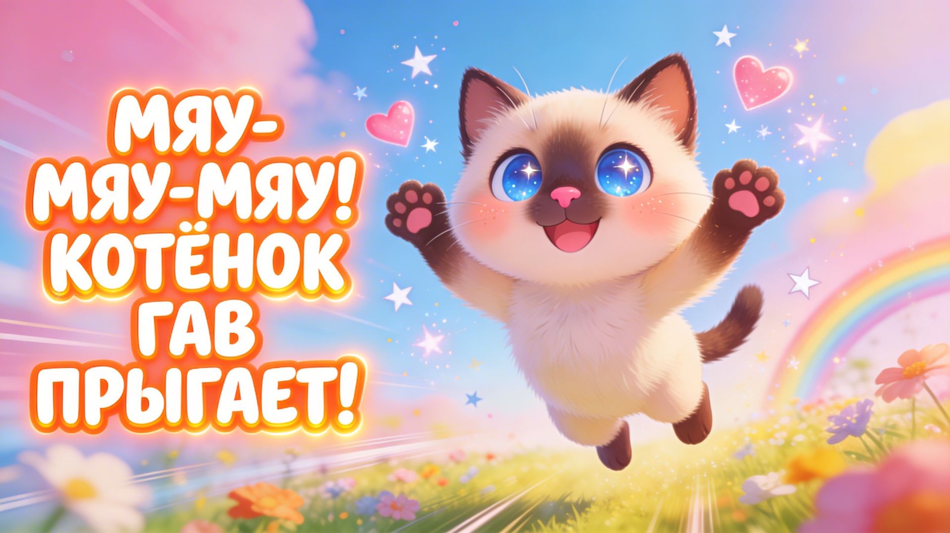 Мяу-мяу-мяу! Котёнок Гав прыгает! Песенка для малышей 🐱✨