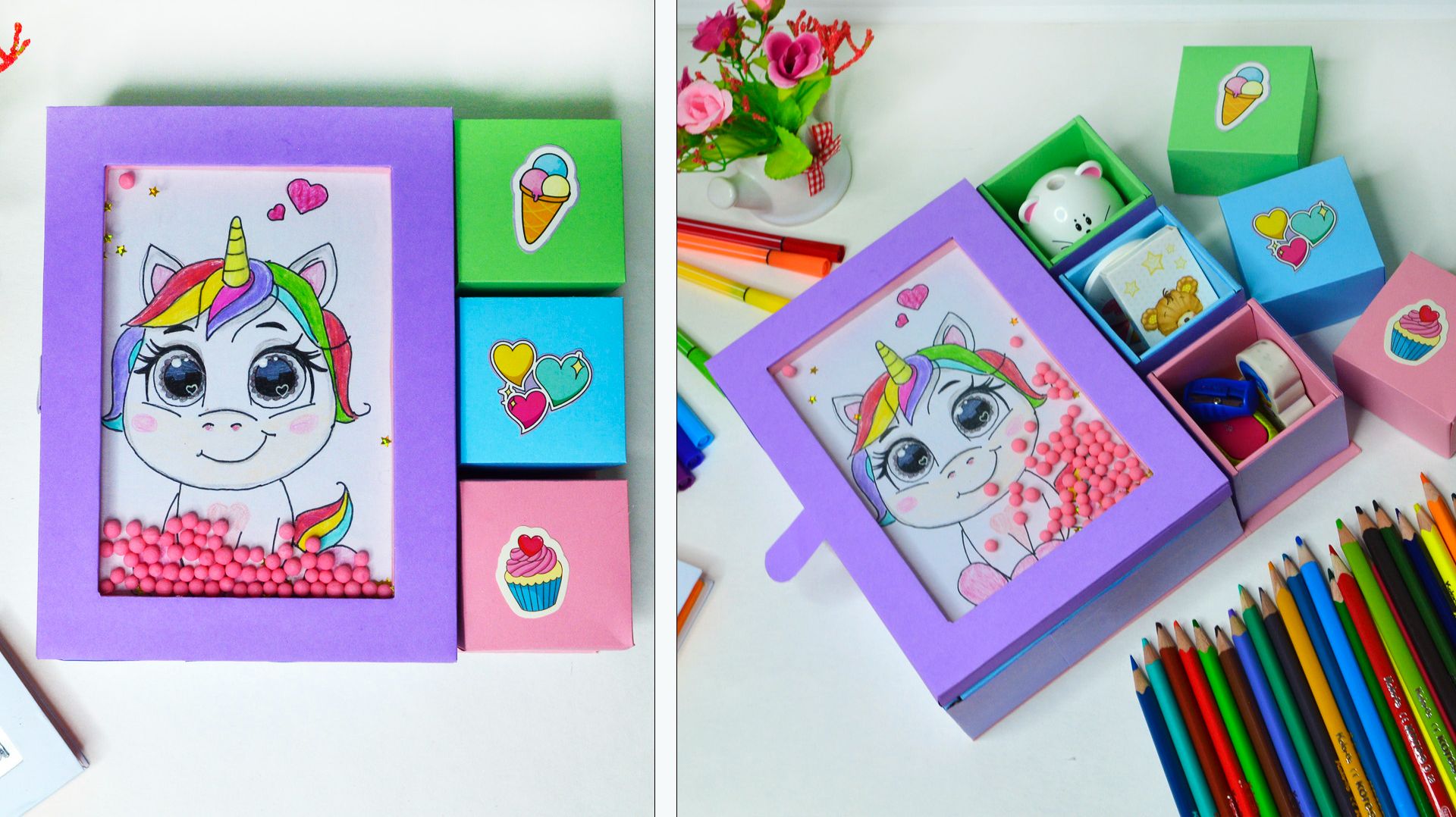 Сделай свой собственный органайзер 🦄 Единорог из бумаги и картона