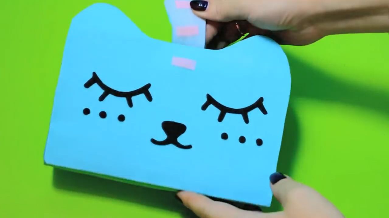 Мастер класс из картона 📦 Милый пенал для хранения канцелярских принадлежностей