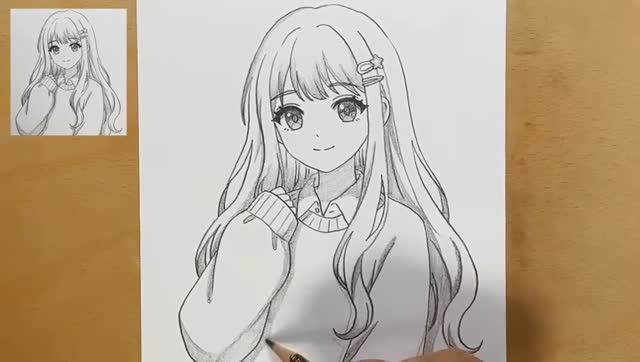 Как нарисовать милую аниме-девушку шаг за шагом или Простой эскиз карандашом (2)