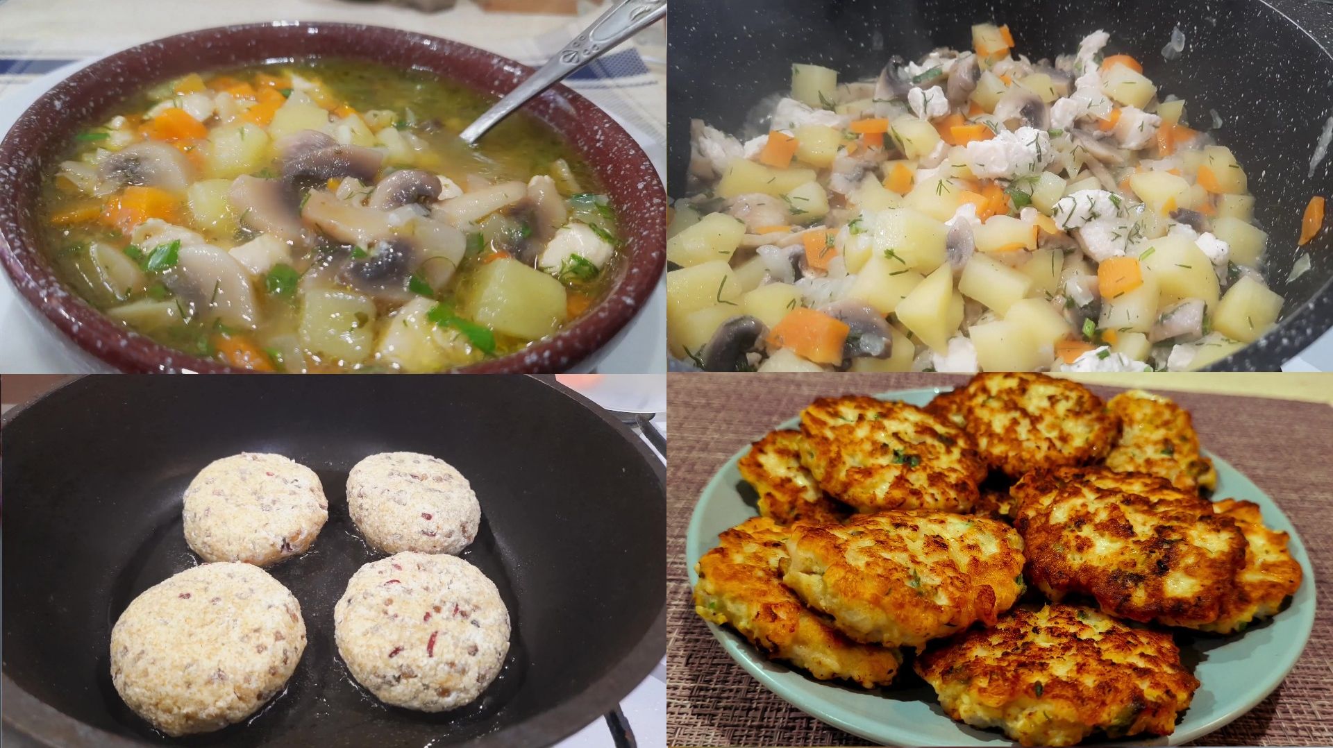 Рубленные Куриные Котлеты, Вкусный Куриный Суп С Грибами и Творожники!