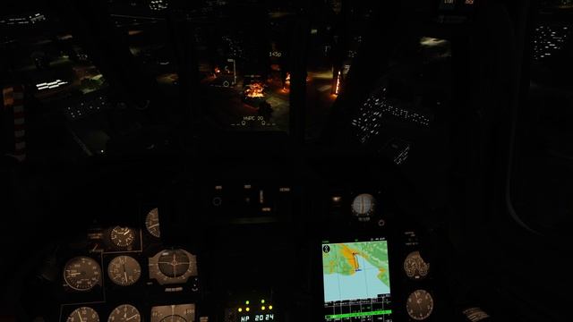 Вертолёт КА-50. Ночной полёт.