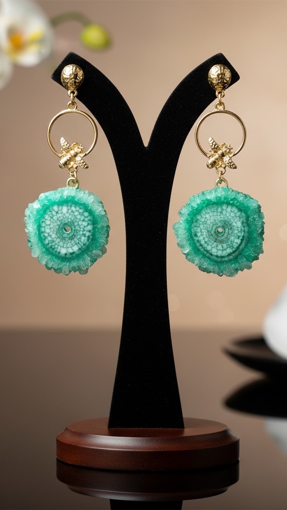 Серьги с солнечным кварцем.