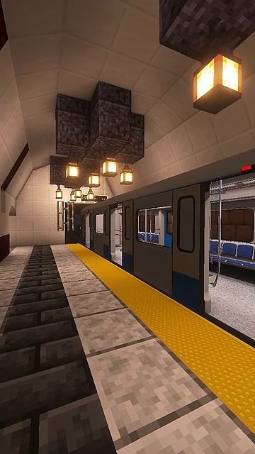 Minecraft. Прибытие и отправление поезда Ока на Россонежском метрополитене