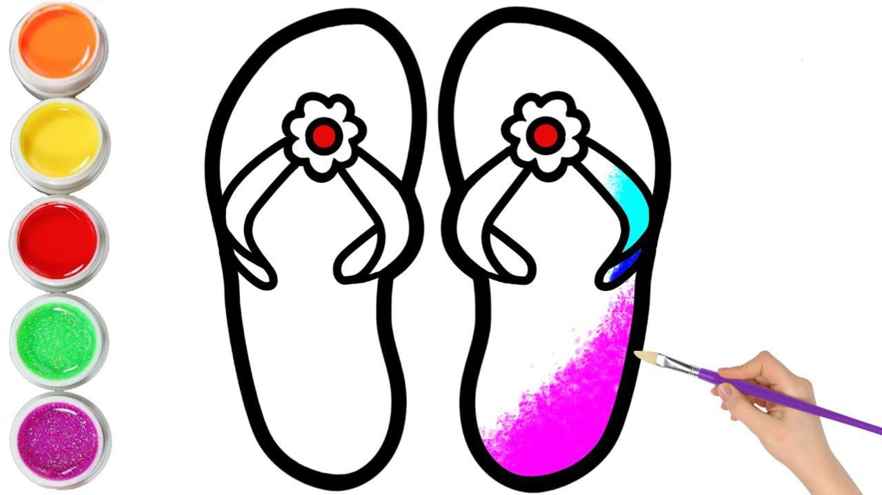 мультик для детей-Рисование Сандалий/Как нарисовать ЛЕТНИЕ СЛАНЦЫ