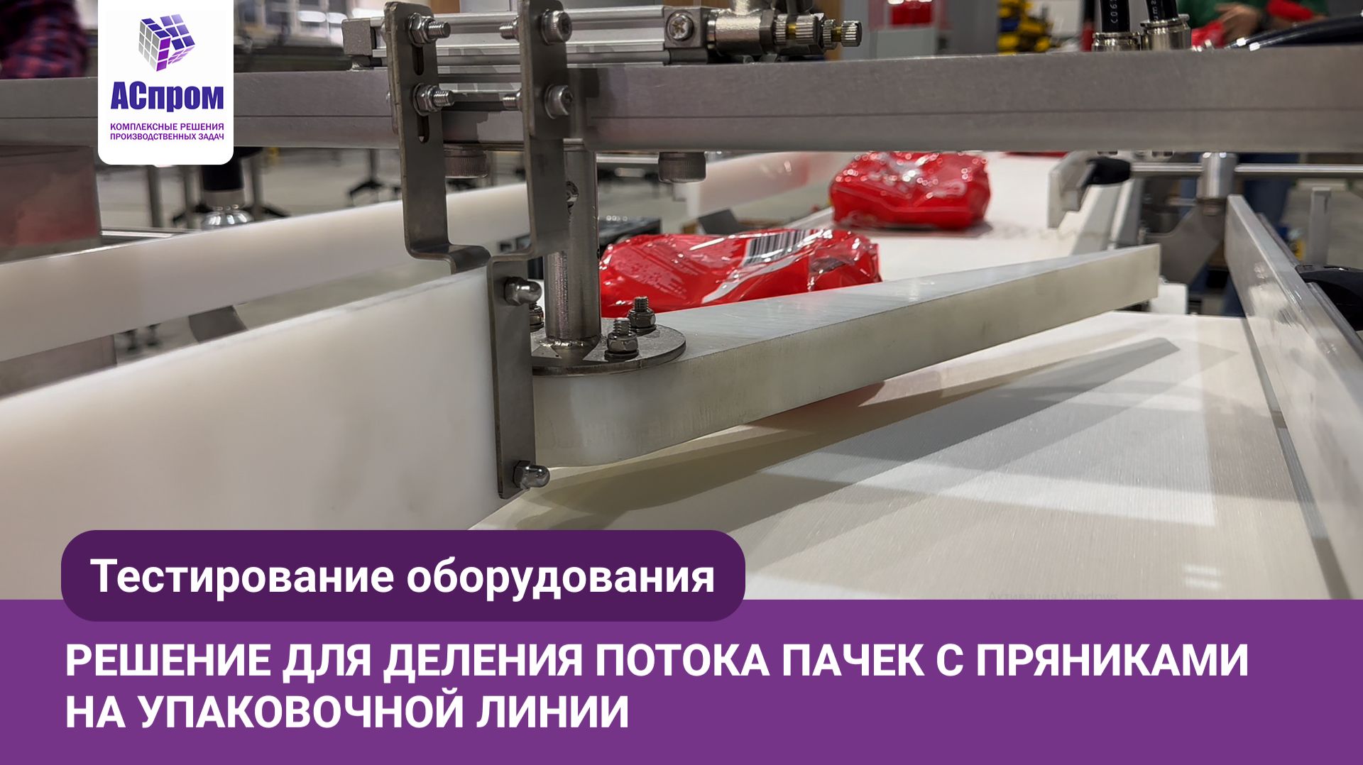 Деление потока упаковок с печеньем и пряниками | Комплекс конвейеров