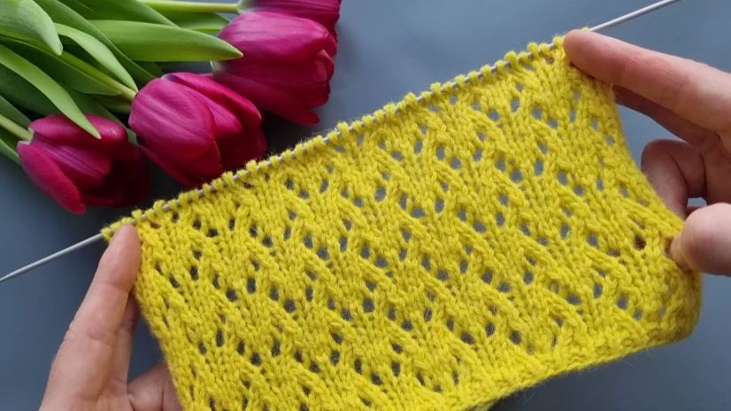 Ажурный узор спицами!