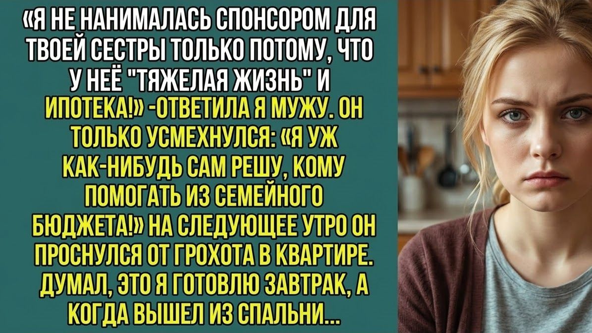 Я не нанималась спонсором для твоей сестры только потому, что у неё «тяжелая жизнь» и ипотека