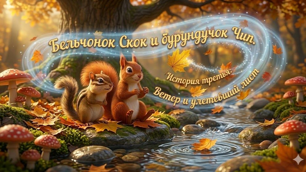 Бельчонок Скок и бурундучок Чип. История третья: Ветер и улетевший лист