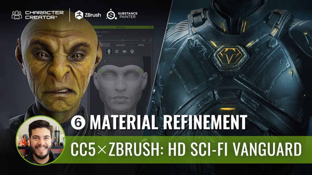 Создаём HD-кибер-воина с Character Creator 5 и ZBrush - Доводка материалов и Look Development! ч.6/7