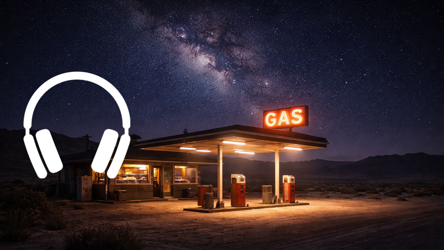 Lo-fi hip-hop 4 часа 🌙 Ночная заправка в пустыне, музыка для работы, отдыха и чтения