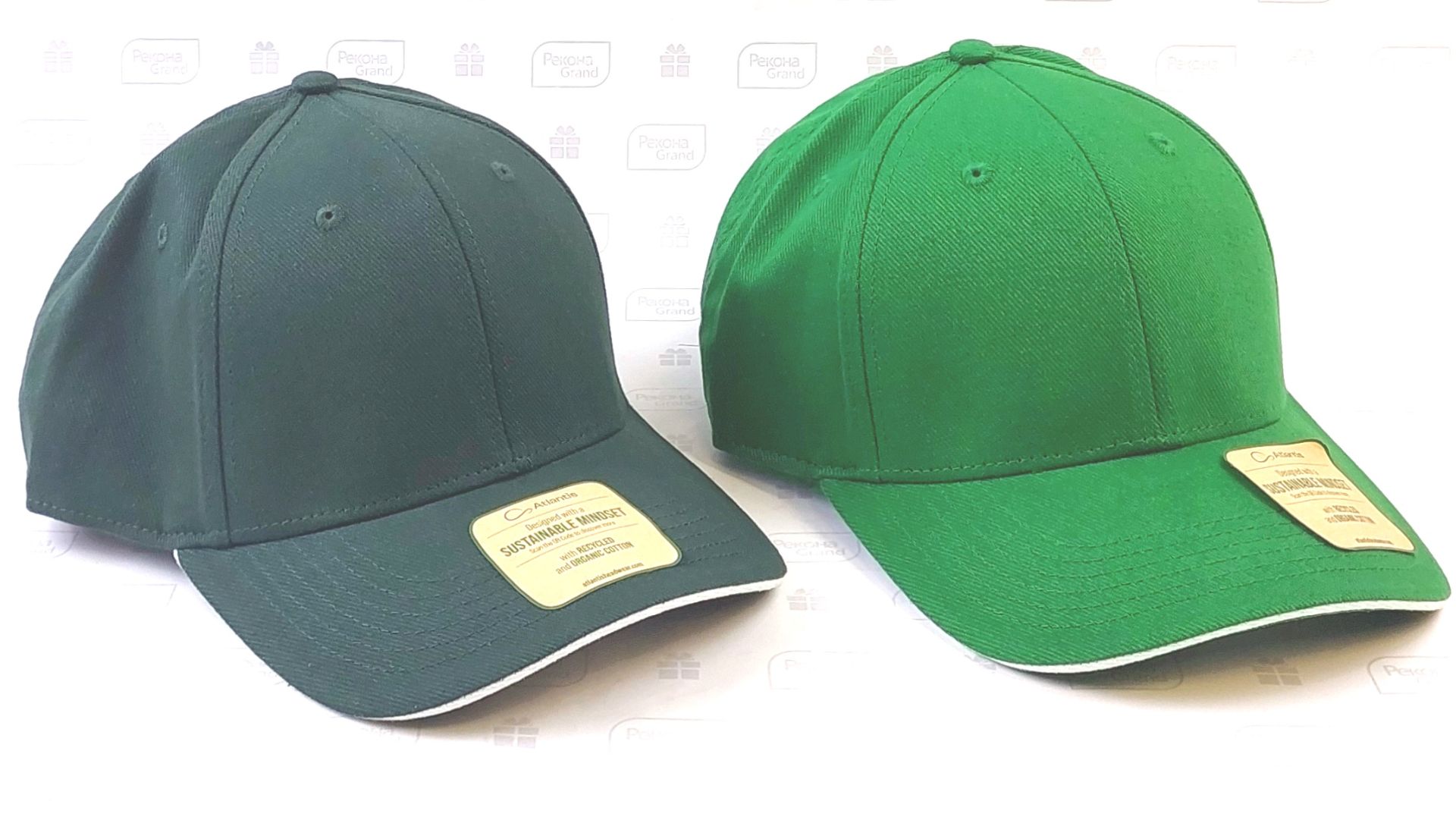 Бейсболки Atlantis Liberty Sandwich-S из эко хлопка зеленые