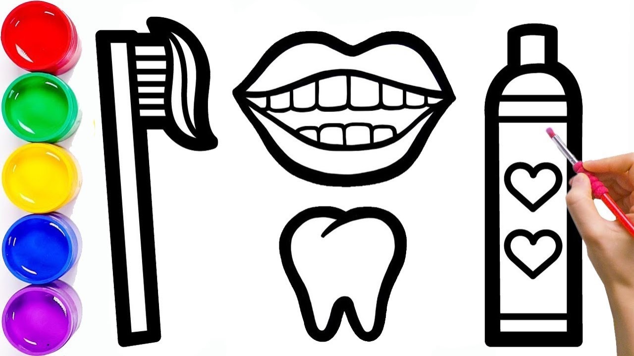 Рисунок раскраска. Как нарисовать зубную пасту и щетку
