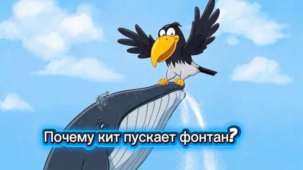 Почему кит пускает фонтан?? Ворона Ася расскажет