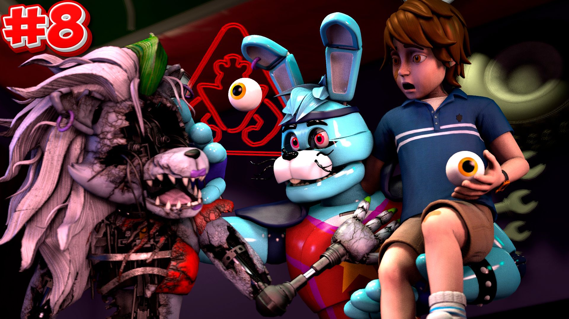 [FNAF SB] Глемрок Бонни и Грегори забрали ГЛАЗА у Рокси во FNAF Security Breach #8