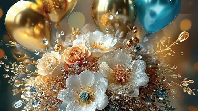 Ура! С днём рождения. Роскошная музыкальная открытка.