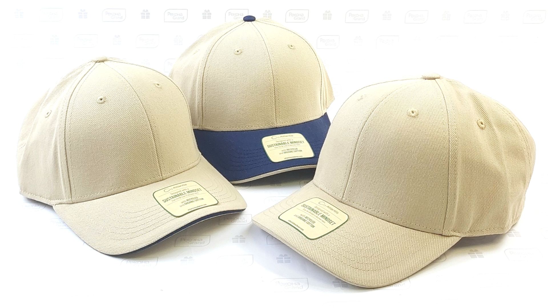 Бейсболки Atlantis Liberty Sandwich-S из эко хлопка бежевые