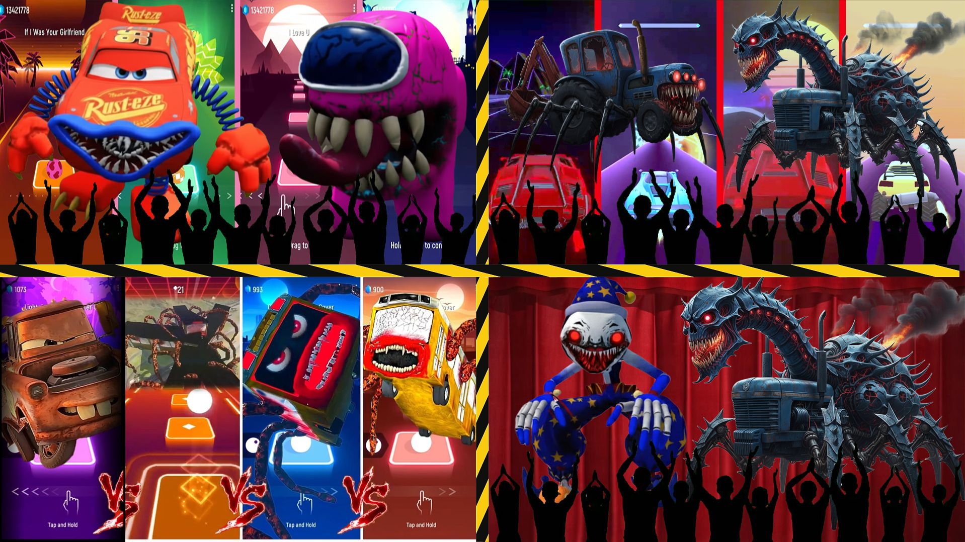 Молния Маккуин-пожиратель, Among Us-пожиратель, Трактор-паук COFFIN DANCE & TILES HOP Comp Ep 17