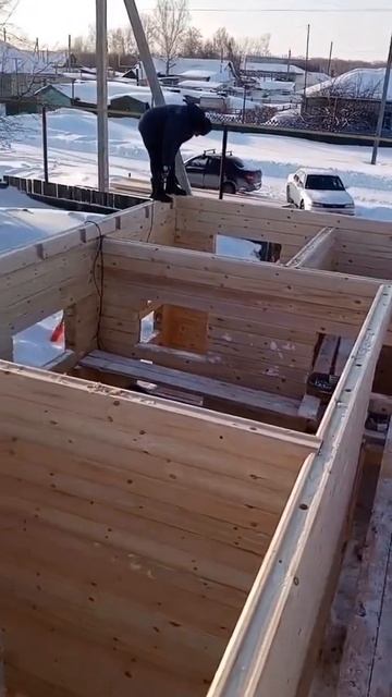 ❗✅Продолжаем строительство ❗Дом из профилированного бруса 150х150 6х8+Ленточный фундамент